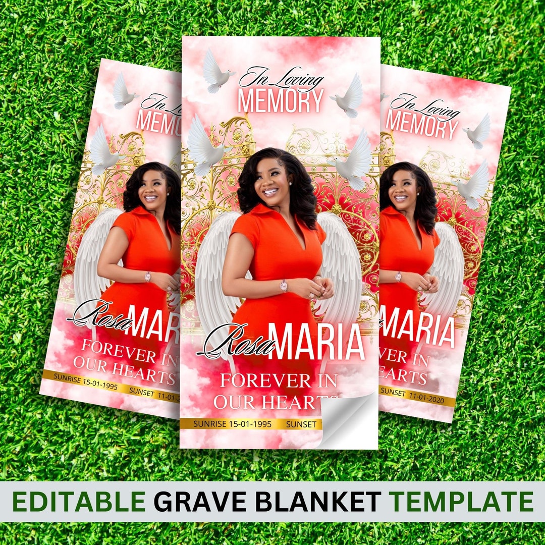 Memorial Grave Blanket Template, Editable Memorial Grave Blanket, Edit With Canva, Custom Grave ...