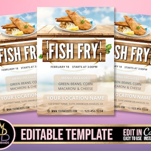 Fish Fry Flyer, Editable Template, Fish Fundraising Flyer, Fish Dinner ...