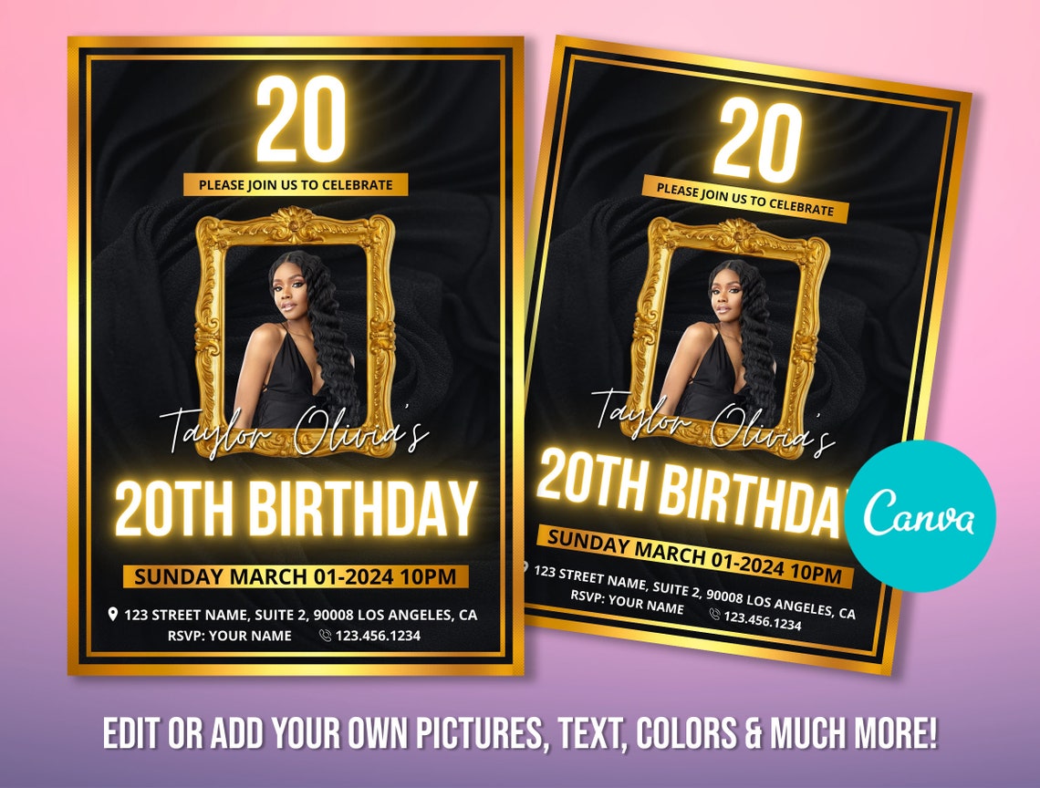 Editable Birthday Invitation DIY Canva Template Birthday - Etsy