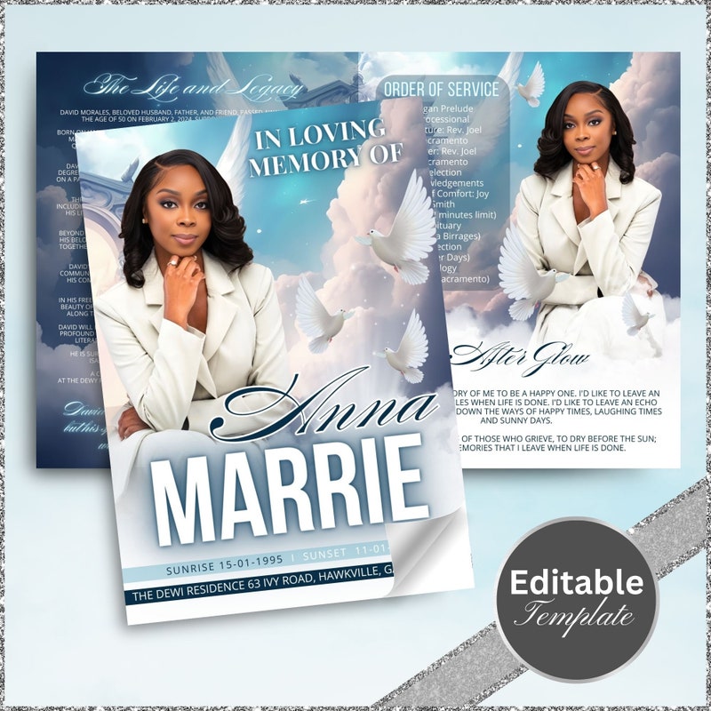 Blue Funeral Template - Etsy