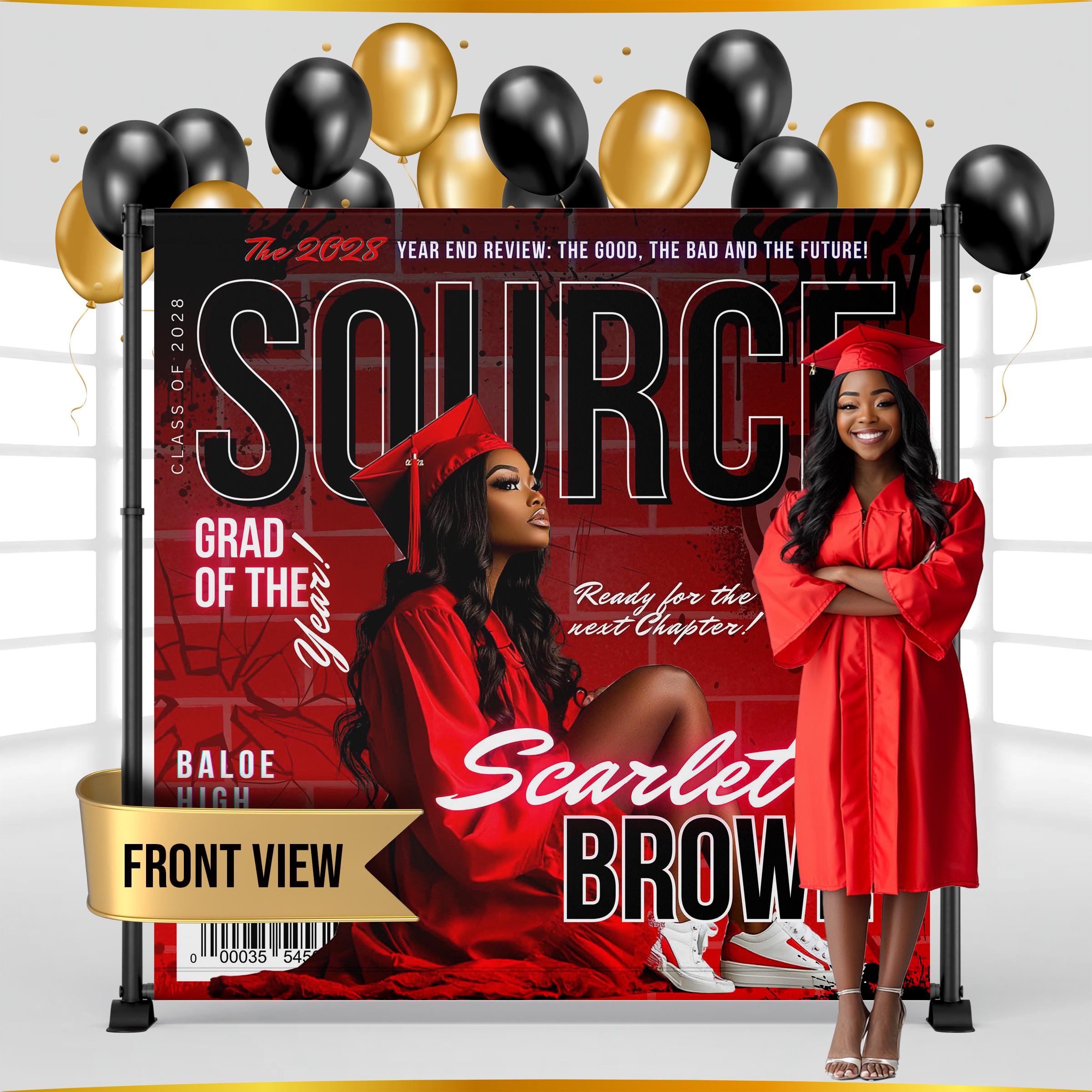 Custom Graduation Backdrop, Grad Prom Decor, Editable Canva Backdrop ...