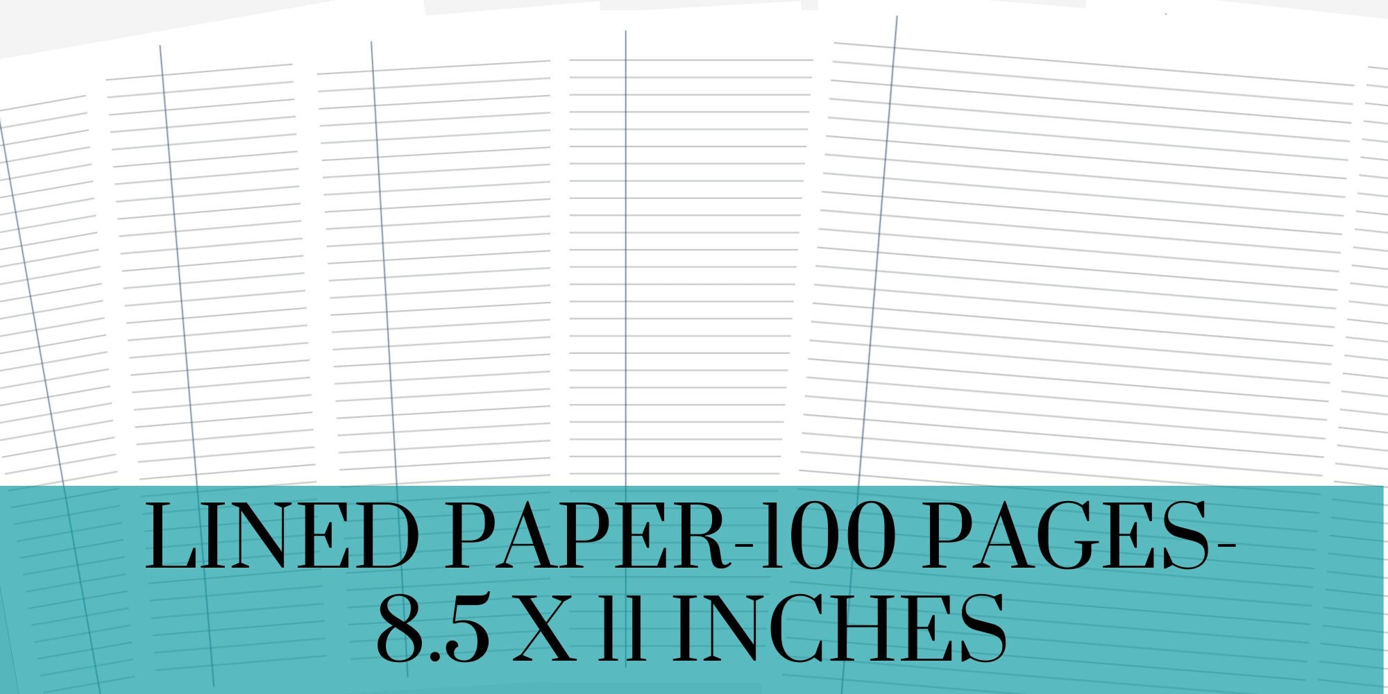 100 Pages of 8.5x11 Printable Lined Paper. Lined Paper Printable Bundle ...