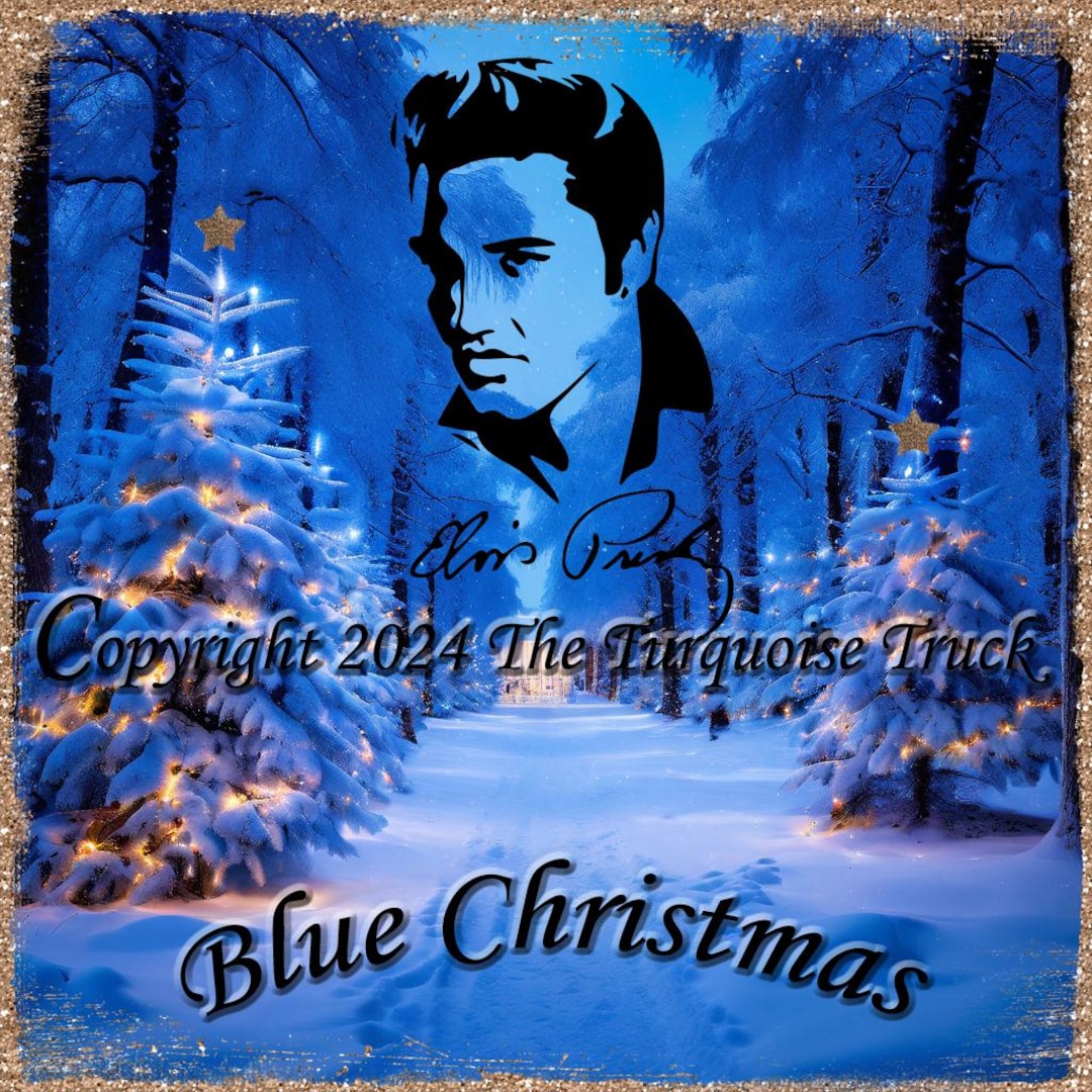 DIGITAL DOWNLOAD Blue Christmas With Elvis in a Magical Blue Snowy Forest - Etsy