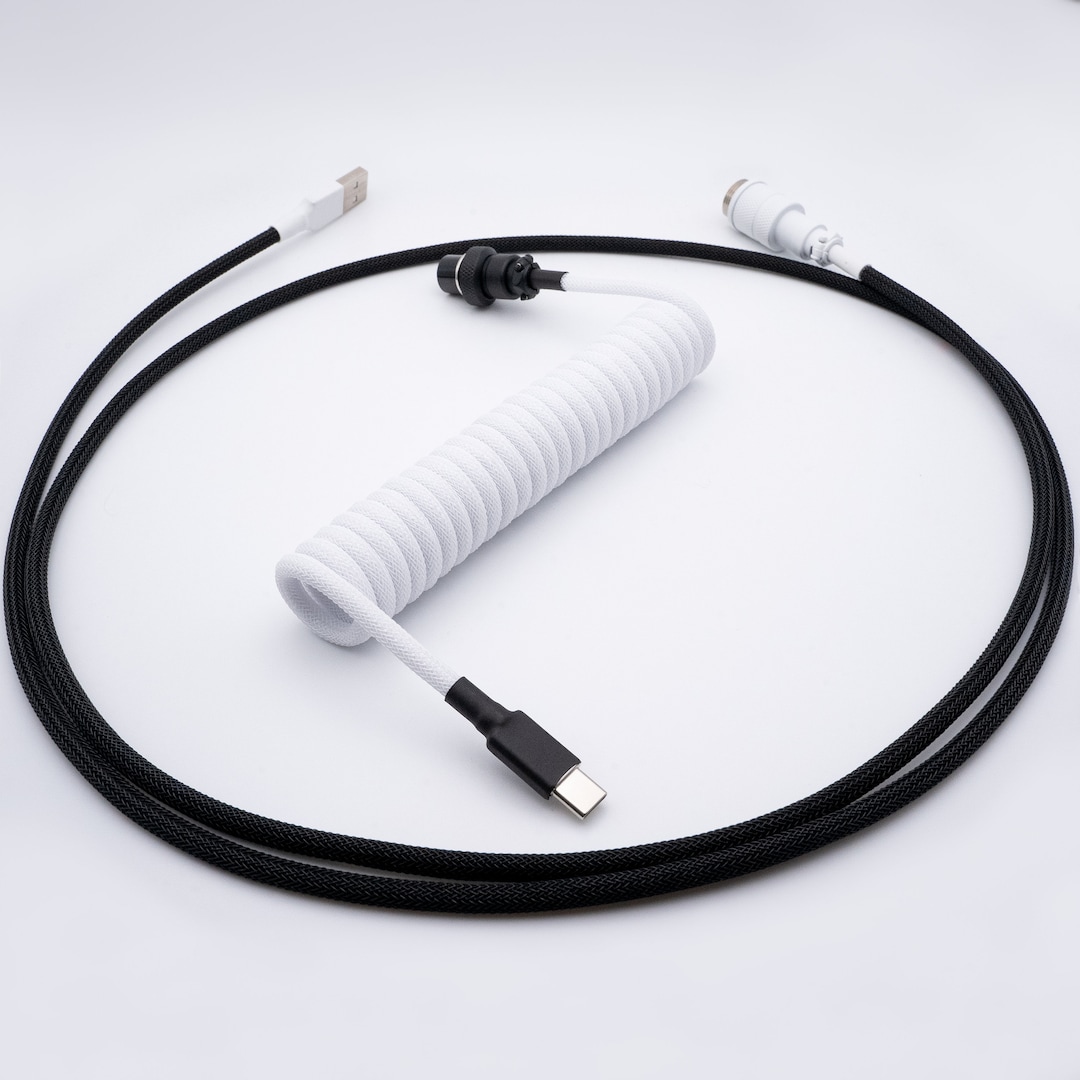 PREMADE IN STOCK - White Coil Split Mechanical Keyboard Cable - Etsy