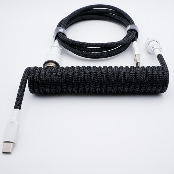 PREMADE IN STOCK White on Black Mechanical Keyboard Cable - Etsy
