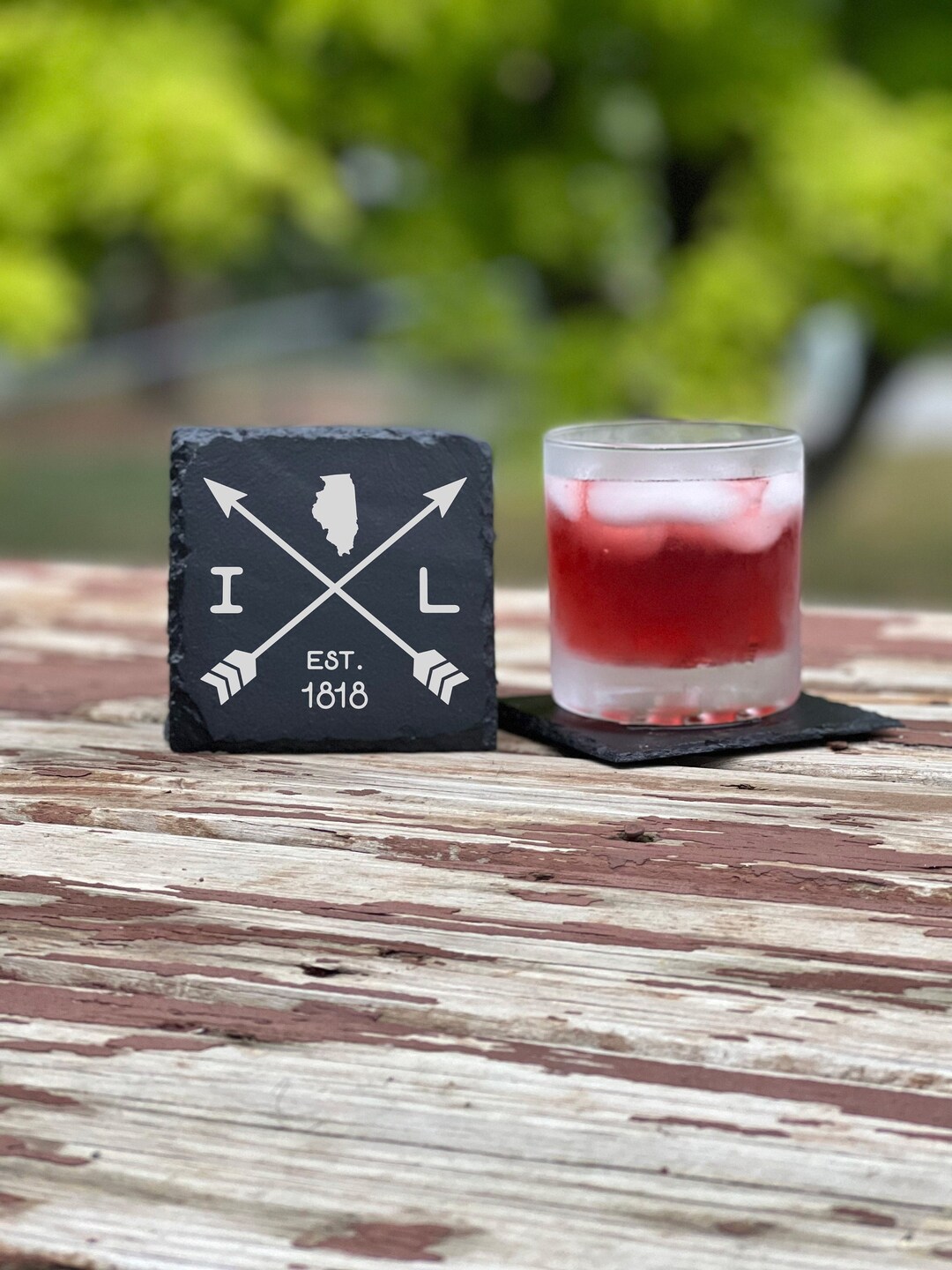 Illinois Slate Coaster Housewarming Gift Drink Coasters Illinois Gifts ...