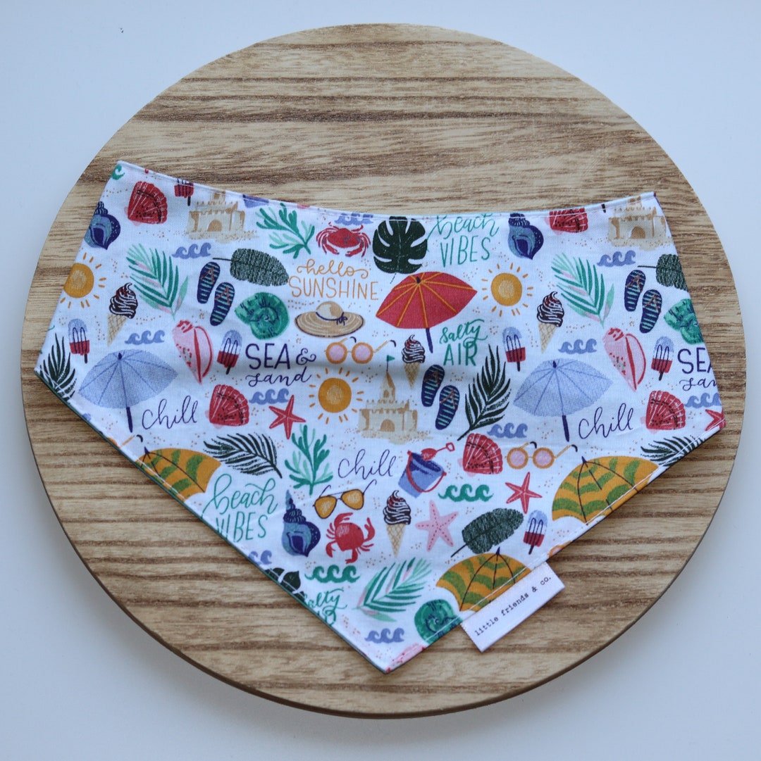 Beach Vibes Snap on Reversible Dog Bandanas - Etsy