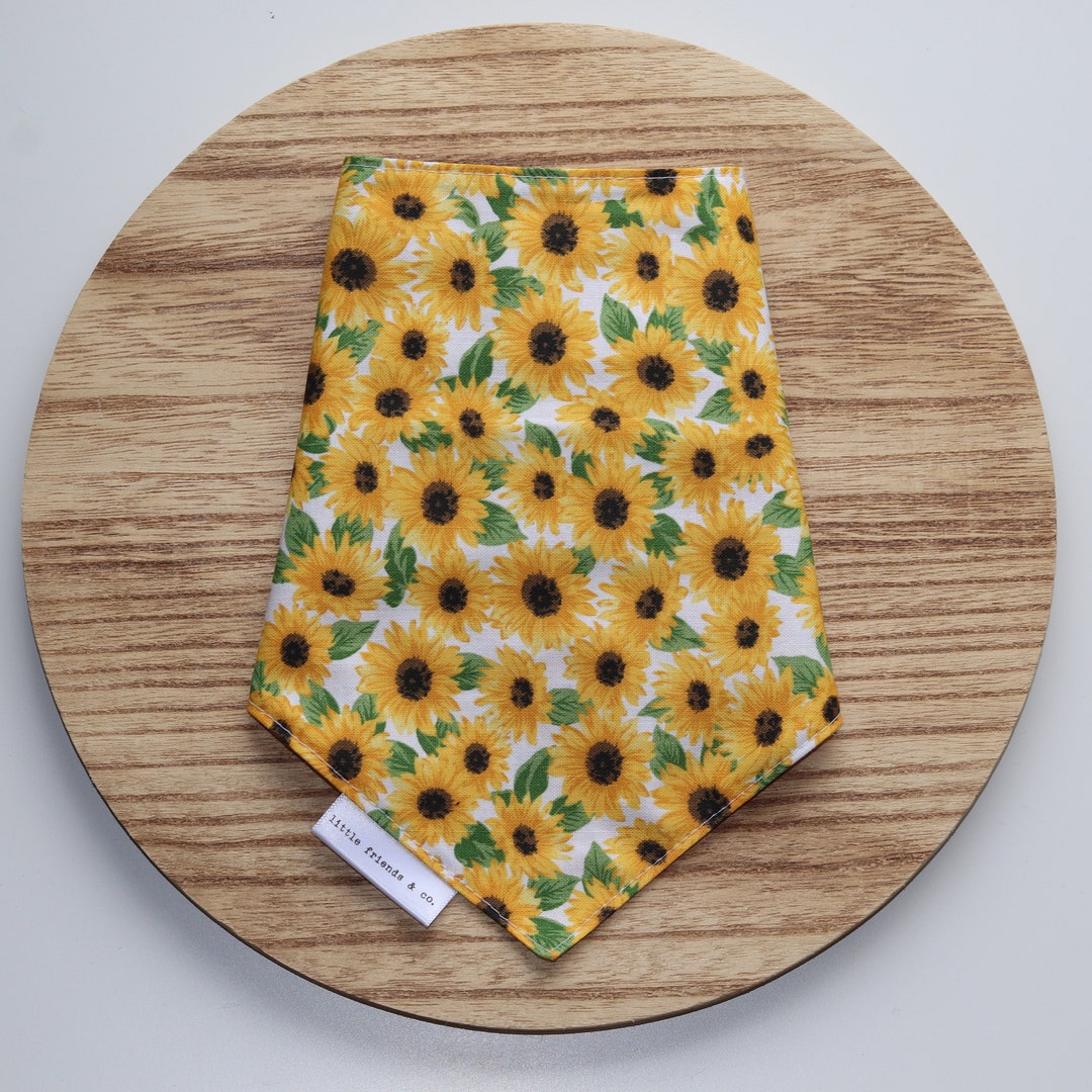Sunflower Reversible Snap on Dog Bandanas and Dog Bowties- Yellow - Etsy