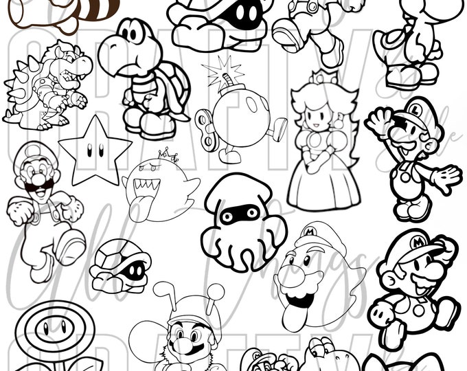Super Mario Coloring Sheets - 23 Digital PDF Coloring Pages - Etsy
