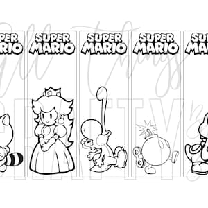 Super Mario Printable Coloring Bookmarks - 2 PDF Files - 22 Individual ...