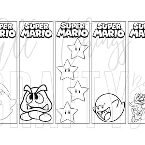 Super Mario Printable Coloring Bookmarks - 2 PDF Files - 22 Individual ...