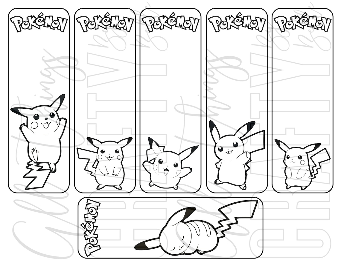 Pokemon Printable Coloring Bookmarks - 2 PDF Files - 77 Individual ...