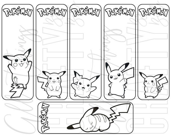 Pokemon Printable Coloring Bookmarks - 2 PDF Files - 77 Individual ...