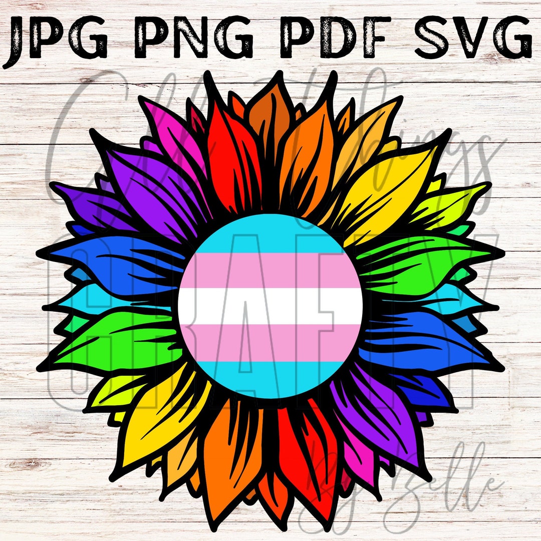 LGBTQIA+ Pride SVG, Trans Pride Flag SVG, Rainbow Flower Digital Files ...