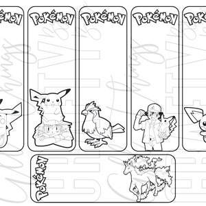 Pokemon Printable Coloring Bookmarks - 2 PDF Files - 77 Individual ...