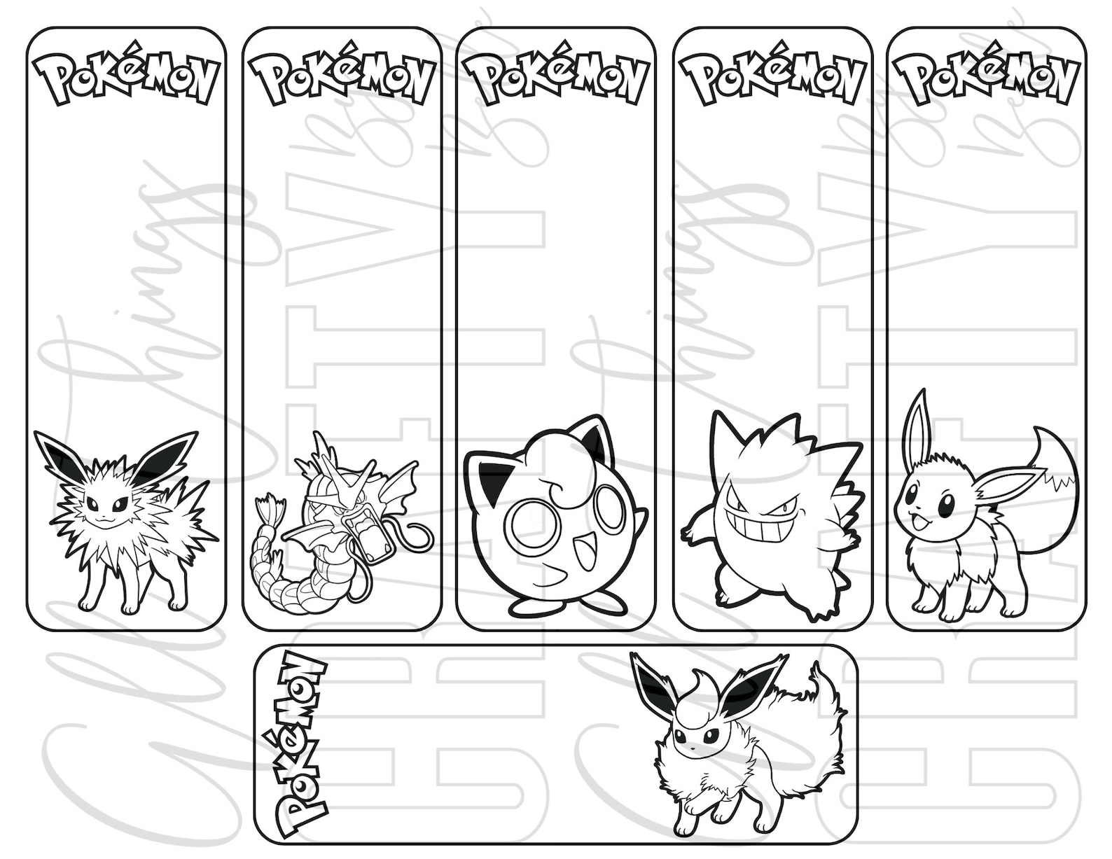 Pokemon Printable Coloring Bookmarks - 2 PDF Files - 77 Individual ...