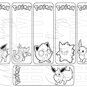 Pokemon Printable Coloring Bookmarks - 2 PDF Files - 77 Individual ...