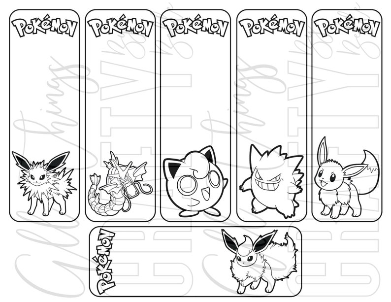Pokemon Printable Coloring Bookmarks - 2 PDF Files - 77 Individual ...