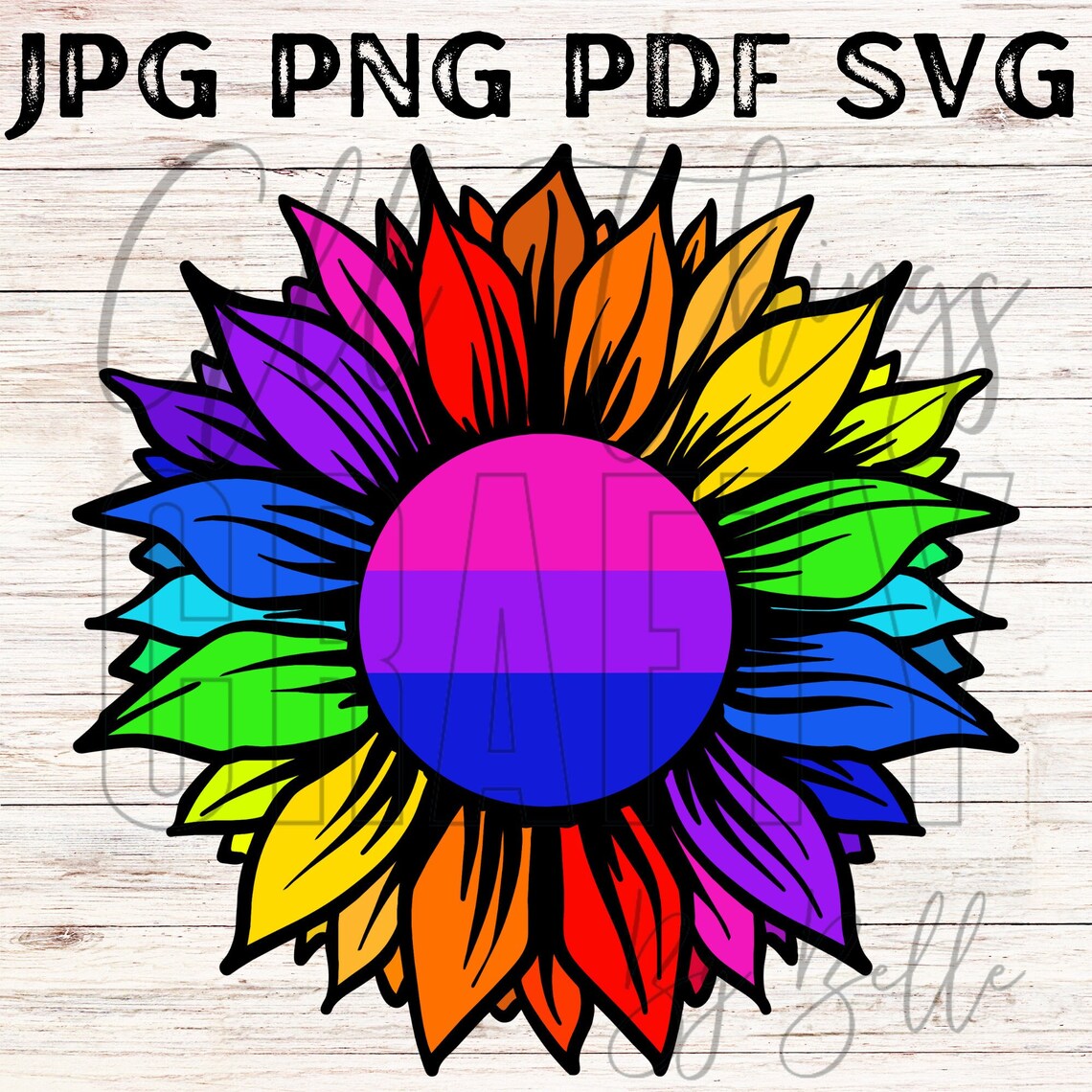 Lgbtqia Pride Svg Bisexual Pride Flag Svg Rainbow Flower Digital Files Etsy
