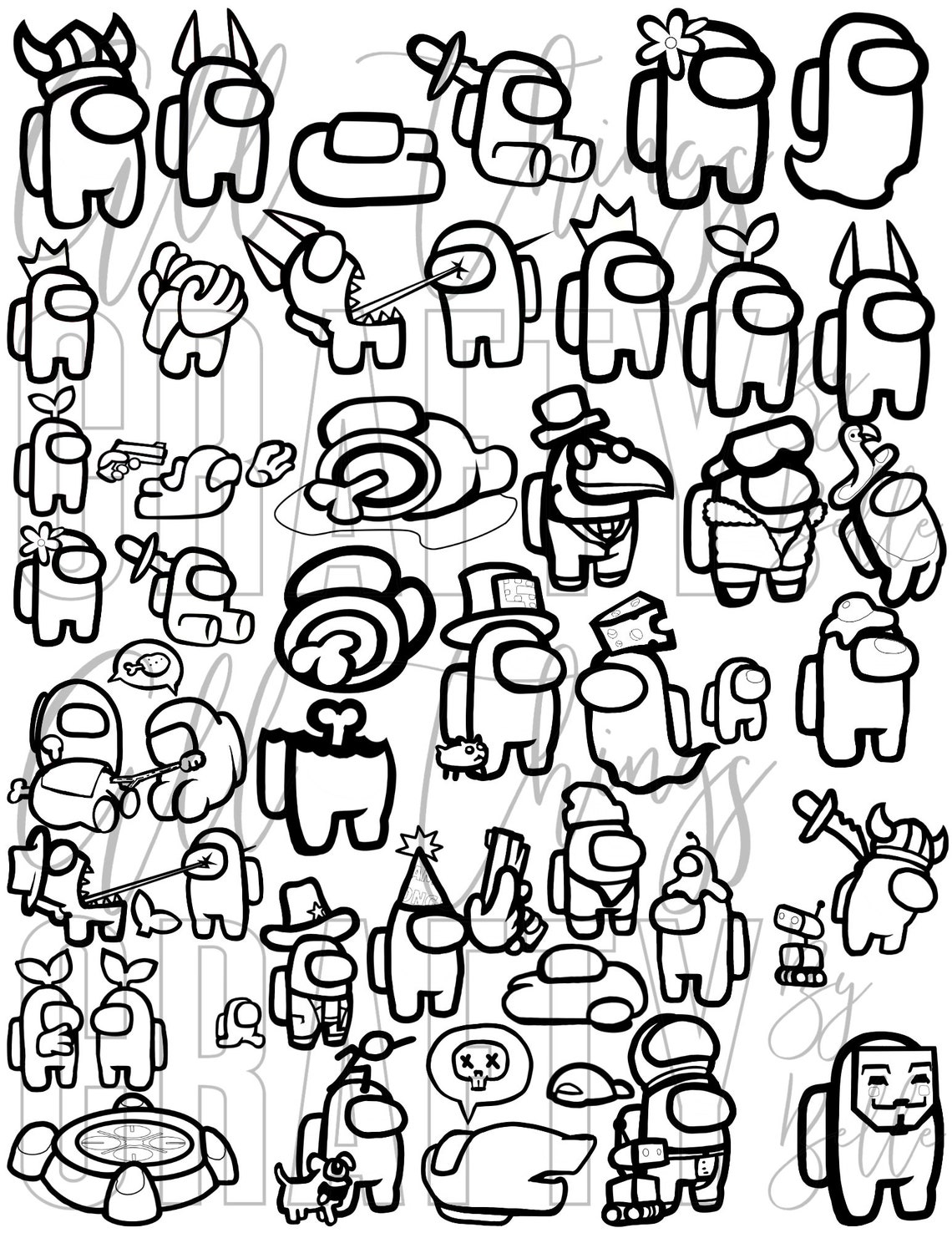 Among Us Coloring Sheets - 36 Digital PDF Coloring Pages - Etsy