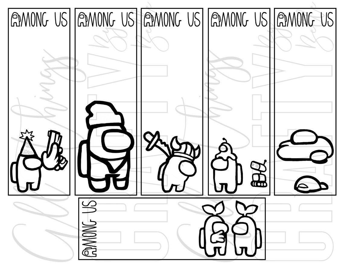 Among Us Printable Coloring Bookmarks - 1 PDF File - 34 Individual ...