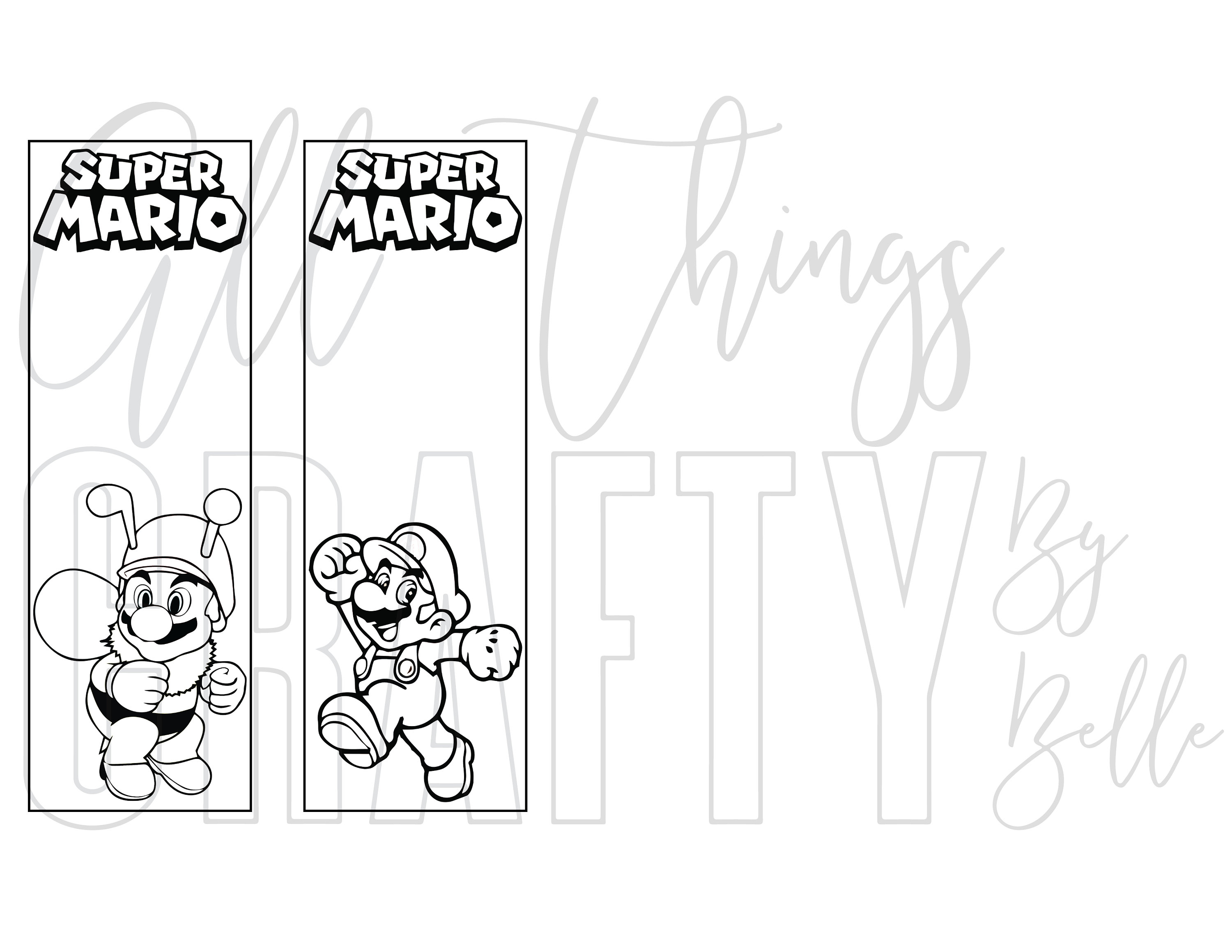 Super Mario Printable Coloring Bookmarks - 2 PDF Files - 22 Individual ...