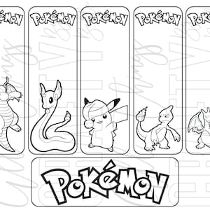 Pokemon Printable Coloring Bookmarks - 2 PDF Files - 77 Individual ...