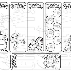 Pokemon Printable Coloring Bookmarks - 2 PDF Files - 77 Individual ...