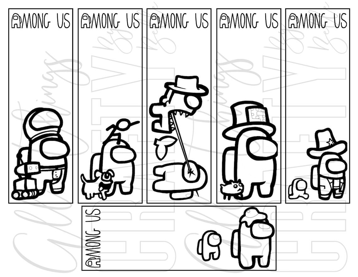 Among Us Printable Coloring Bookmarks - 1 PDF File - 34 Individual ...