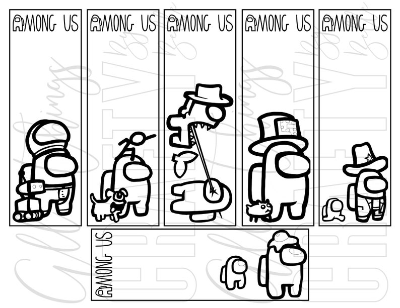 Among Us Printable Coloring Bookmarks - 1 PDF File - 34 Individual ...