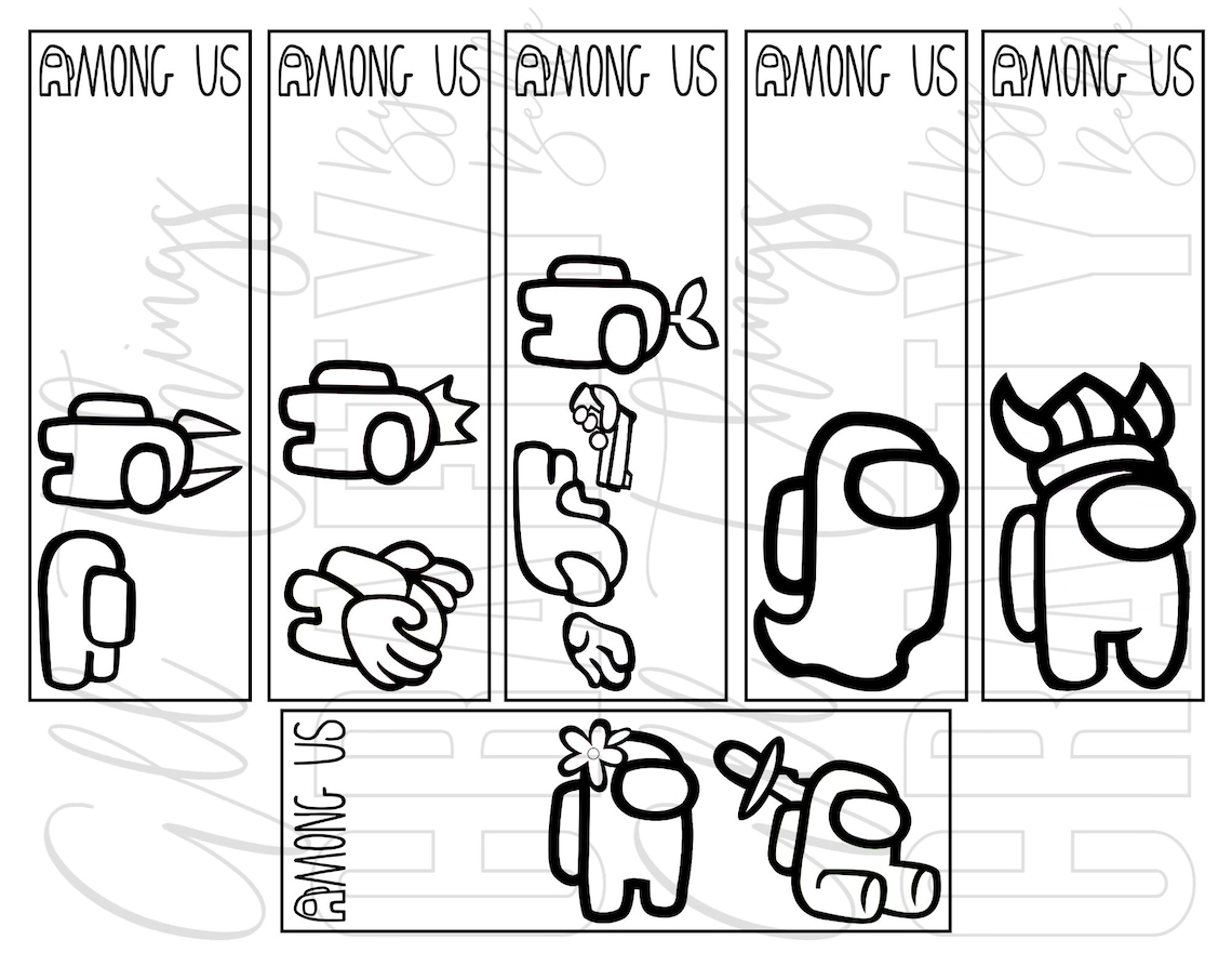 Among Us Printable Coloring Bookmarks - 1 PDF File - 34 Individual ...