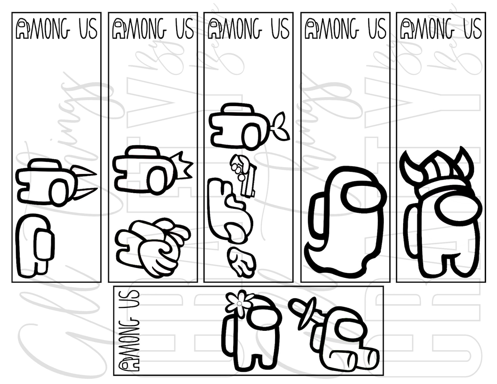 Among Us Printable Coloring Bookmarks - 1 PDF File - 34 Individual ...