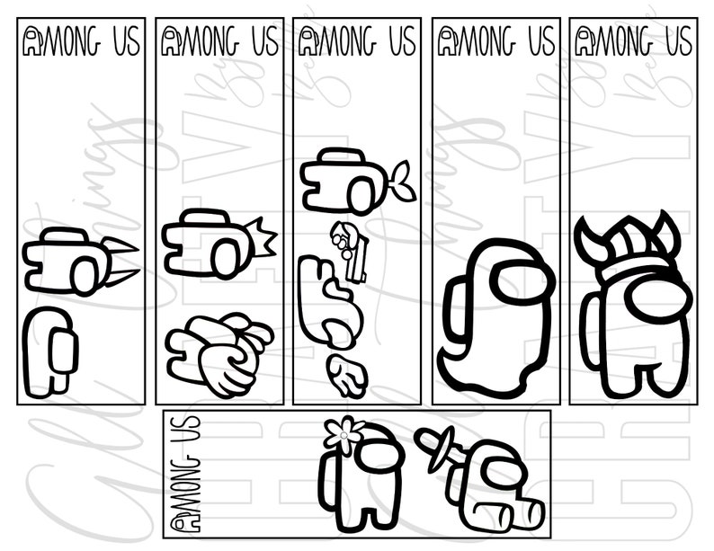 Among Us Printable Coloring Bookmarks - 1 PDF File - 34 Individual ...