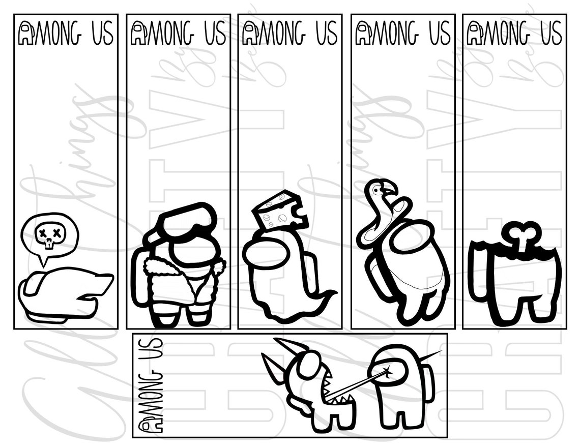 Among Us Printable Coloring Bookmarks - 1 PDF File - 34 Individual ...