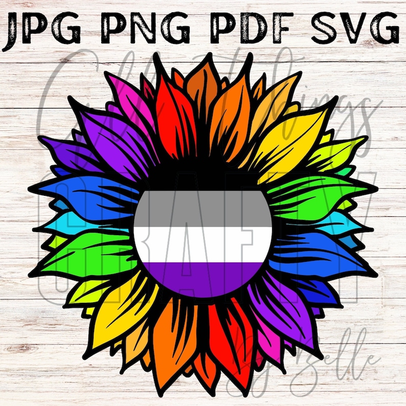 LGBTQIA Pride Flower SVG, Asexual Pride Flag SVG, Rainbow Flower ...