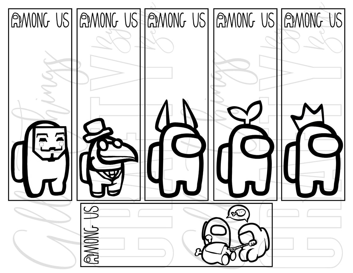 Among Us Printable Coloring Bookmarks - 1 PDF File - 34 Individual ...