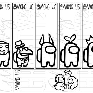 Among Us Printable Coloring Bookmarks - 1 PDF File - 34 Individual ...