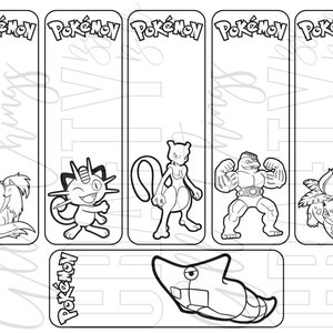 Pokemon Printable Coloring Bookmarks - 2 PDF Files - 77 Individual ...