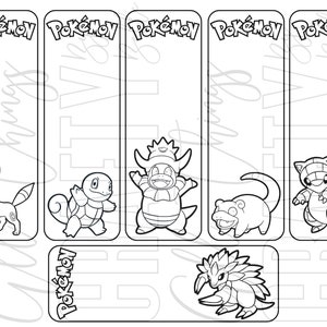 Pokemon Printable Coloring Bookmarks - 2 PDF Files - 77 Individual ...