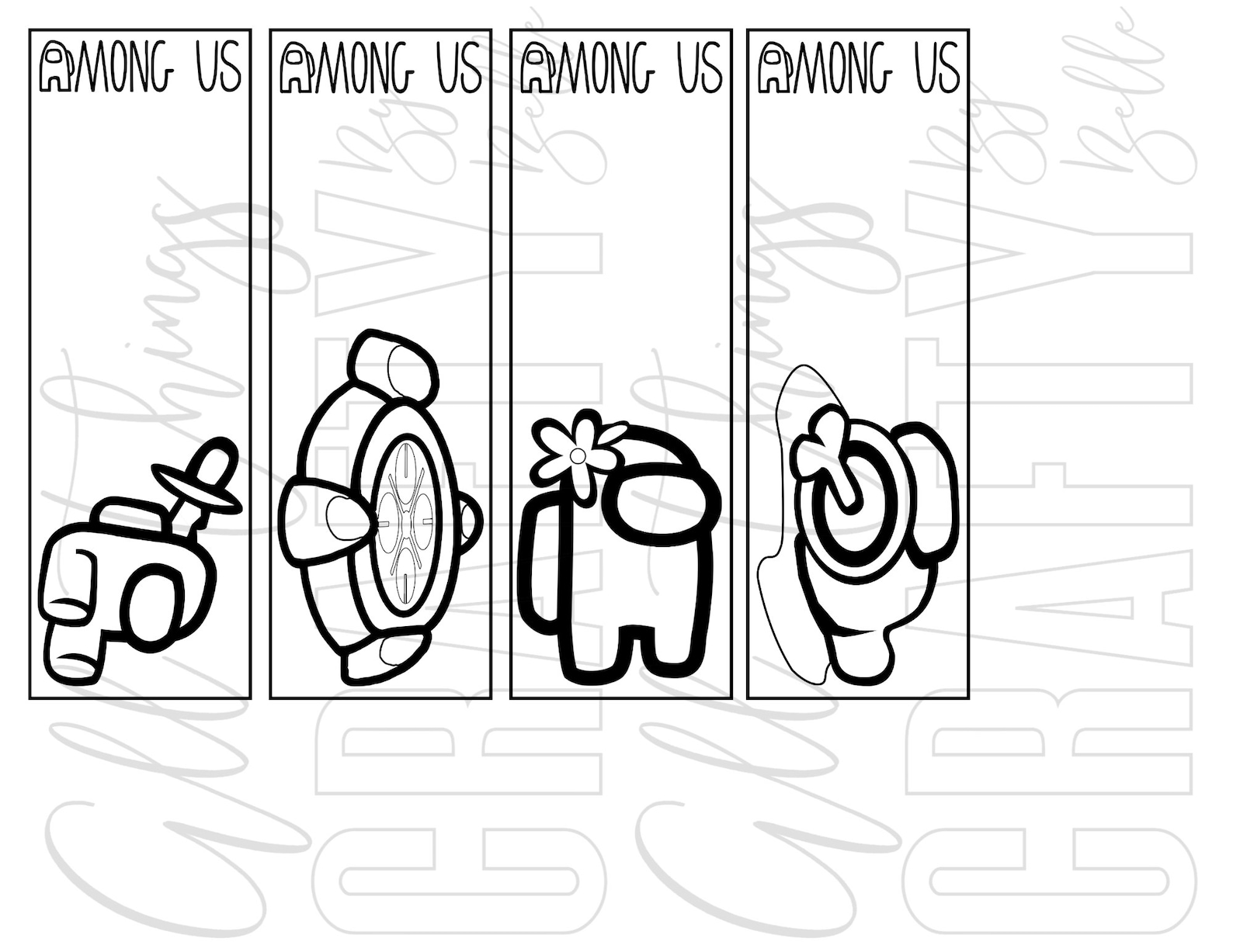 Among Us Printable Coloring Bookmarks - 1 PDF File - 34 Individual ...