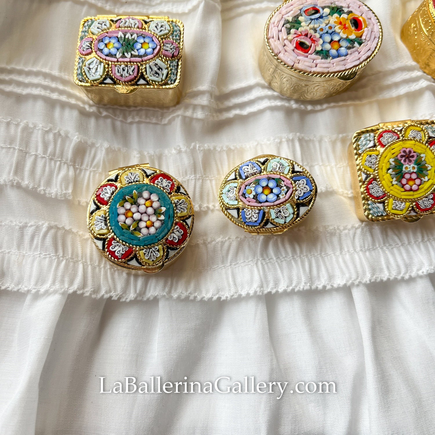 IN STOCK Italian Florentine Micro Mosaic Jewelry Pill Box Florence ...