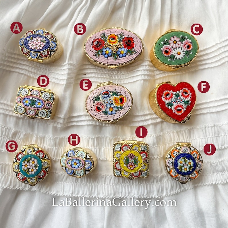 IN STOCK Italian Florentine Micro Mosaic Jewelry Pill Box Florence ...