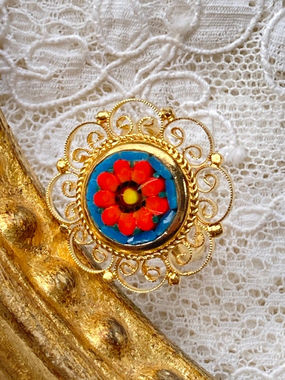 Ring Filigree Italian Florentine Micro Mosaic Jewelry - Etsy