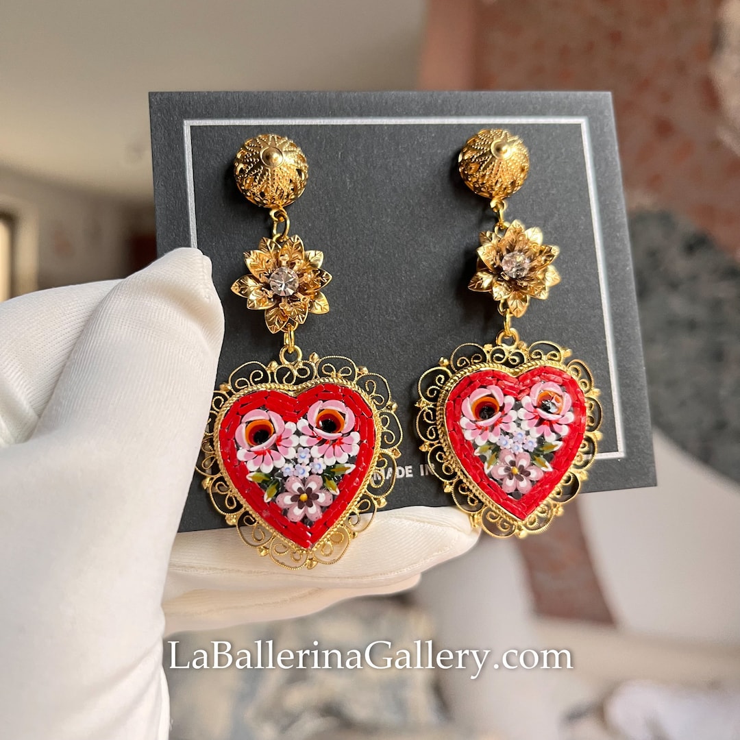 IN STOCK Earring Filigree Italian Florentine Micro Mosaic Jewelry ...
