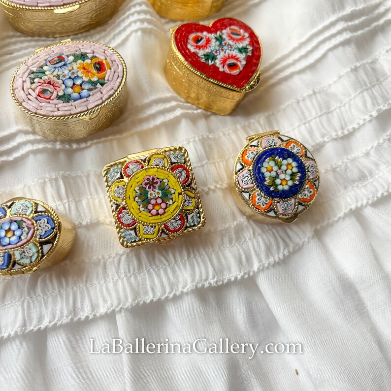 IN STOCK Italian Florentine Micro Mosaic Jewelry Pill Box Florence ...