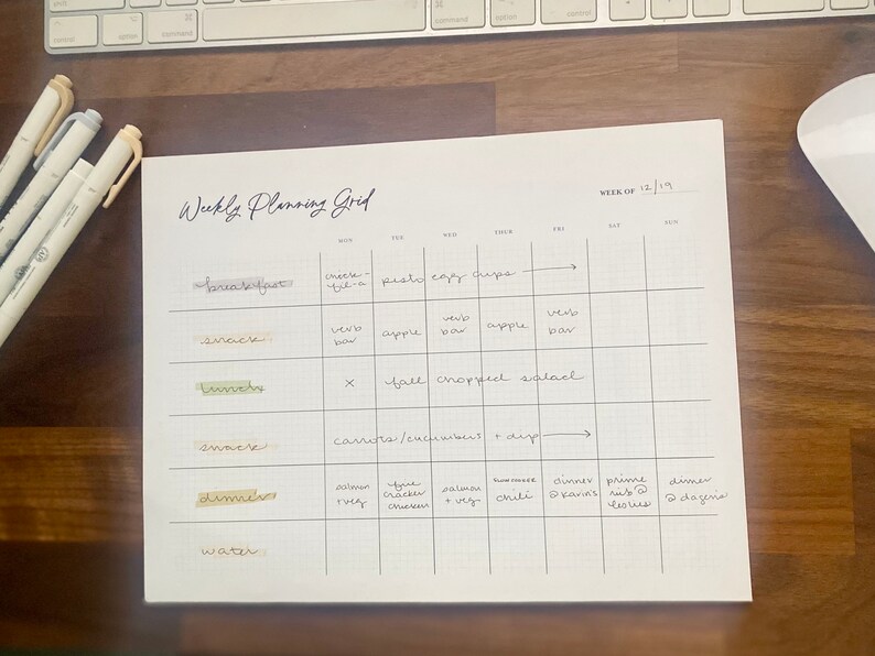 Weekly Planning Grid - Etsy