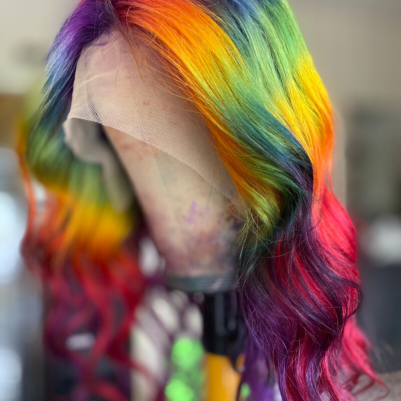 Rainbow Wig - Etsy