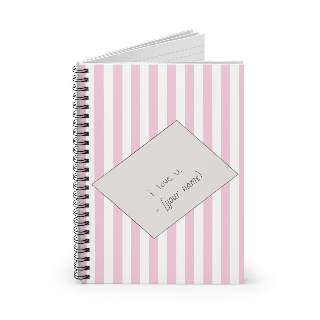 Personalized Love Letter Notebook | Unique Coquette Pink Striped Spiral ...
