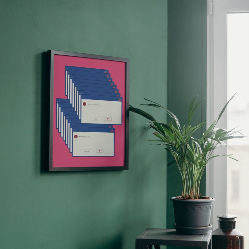 Y2K Window Error Too Pretty Message Wall Art | Pink Funny Girly Bedroom ...