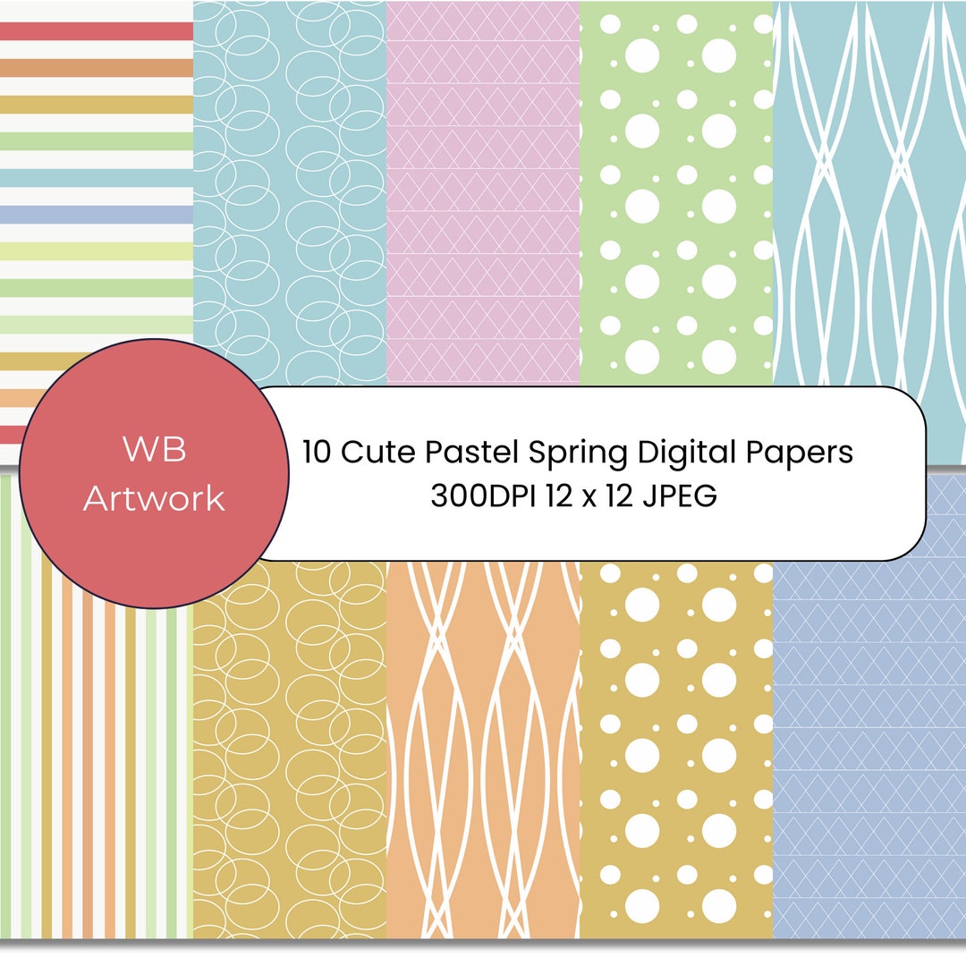10 Cute Pastel Spring Digital Papers | Downloadable Patterns ...